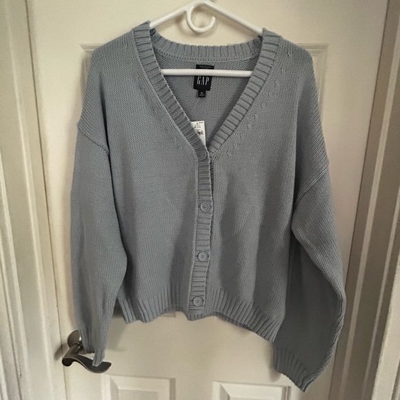 GAP | Sweaters | Nwt Cropped Light Blue Cotton Cardigan | Poshmark